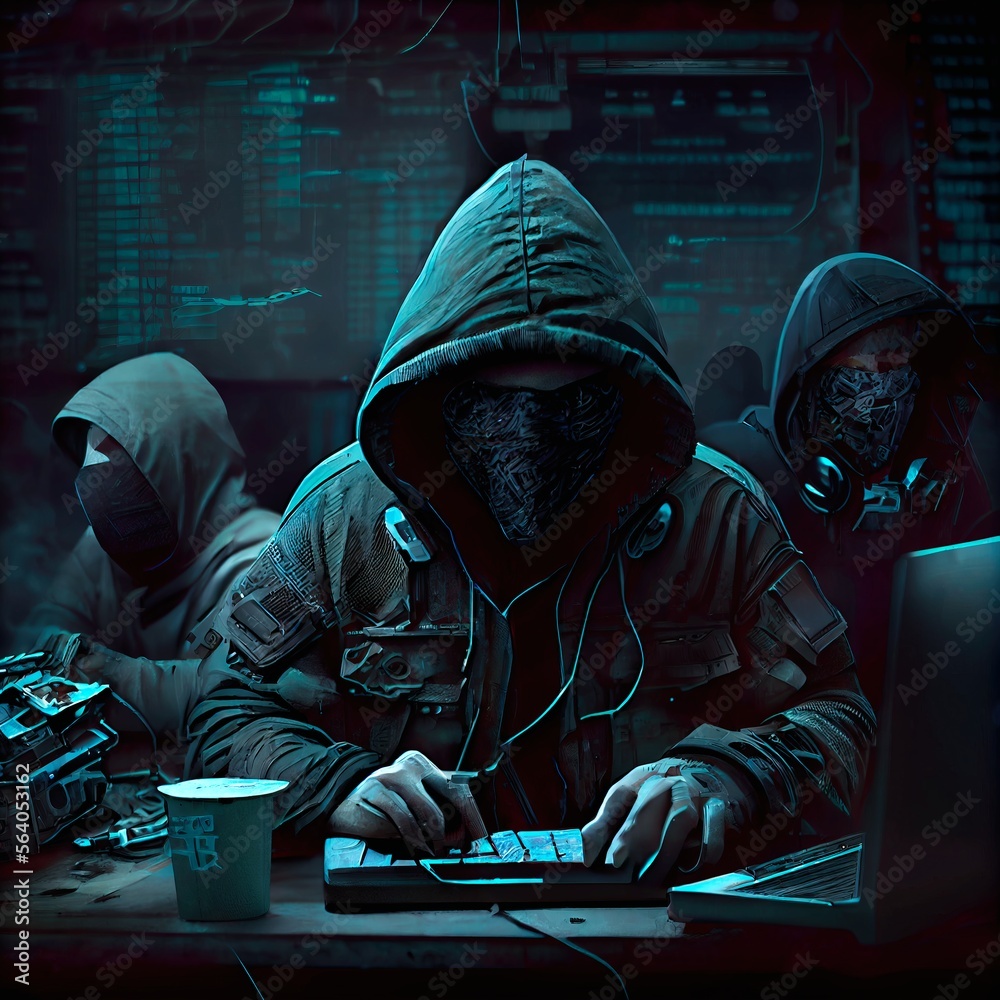 Portrait of a sci-fi cyberpunk hacker. High-tech futuristic man from ...