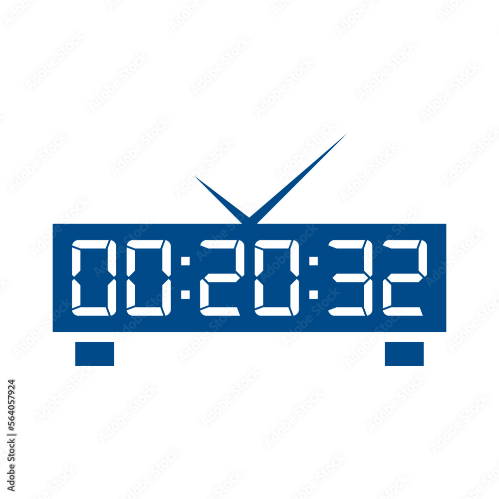LED digital clock number isolated. Electronic figures for counter or ...