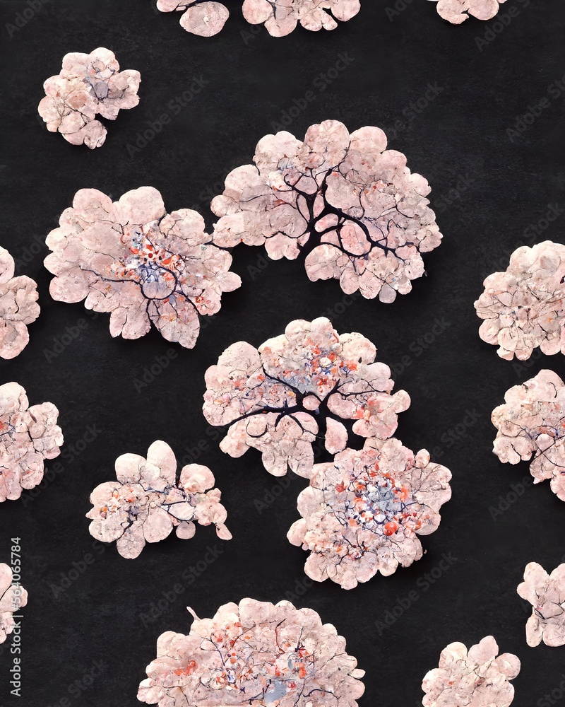 cherry blossom Relief Mapping Parallax mapping CuboFuturism rococo ...