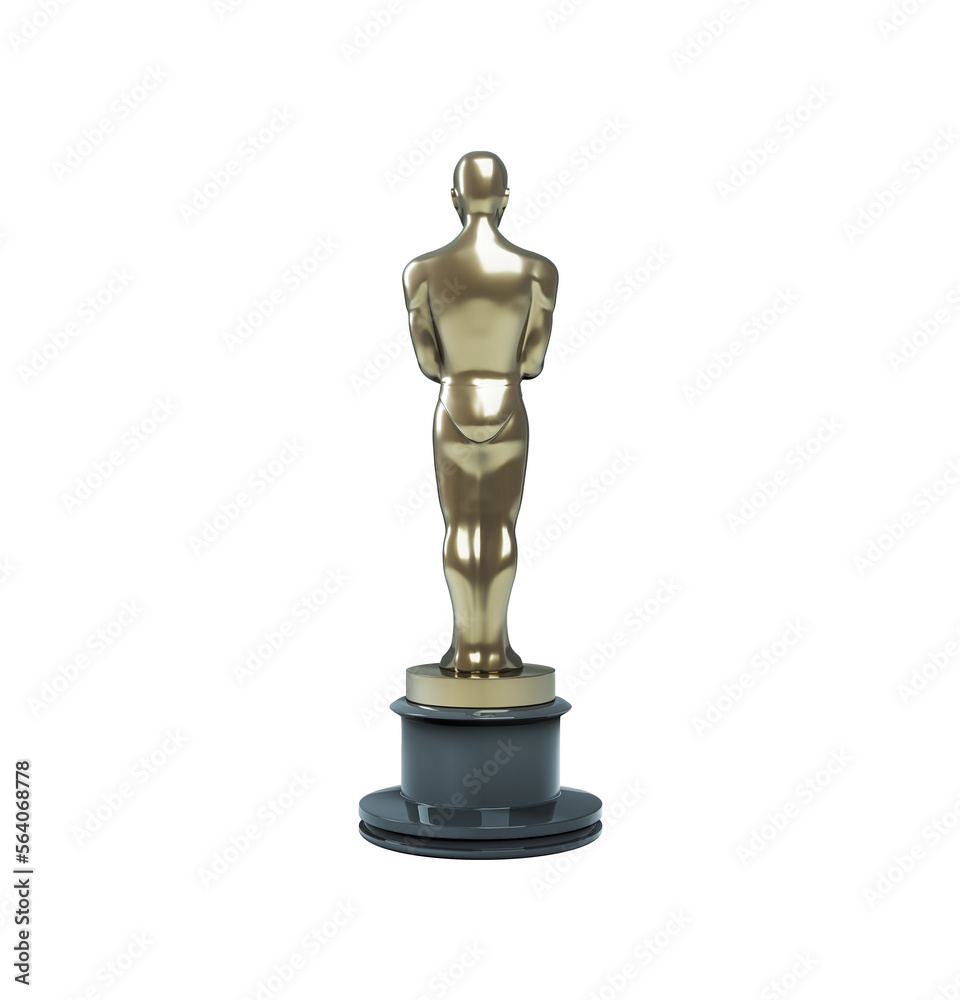 Back view Oscar award statue isolated on isolated transparent ...