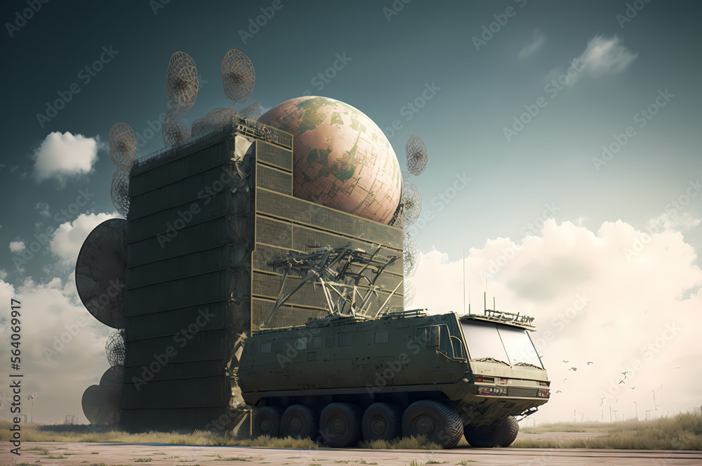 Work of military air defense system radar to protect city from aircraft ...