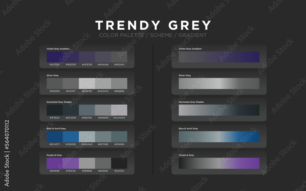 grey color palettes, color schemes, color gradients Stock Vector ...