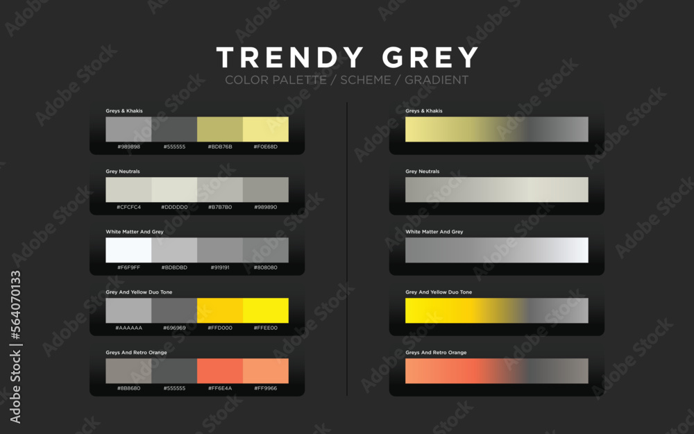 grey color palettes, color schemes, color gradients Stock Vector ...