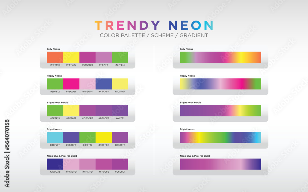 neon color palettes, color schemes, color gradients Stock Vector ...