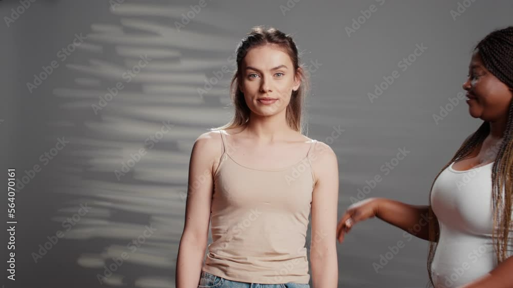 Diverse Smiling Girls Expressing Femininity And Power Feeling