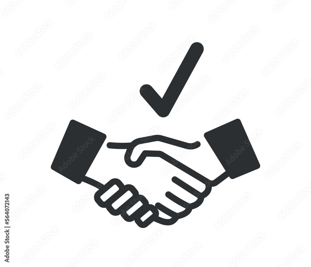 Careergrowth hadshake black icon. Metaphor for successful negotiations ...