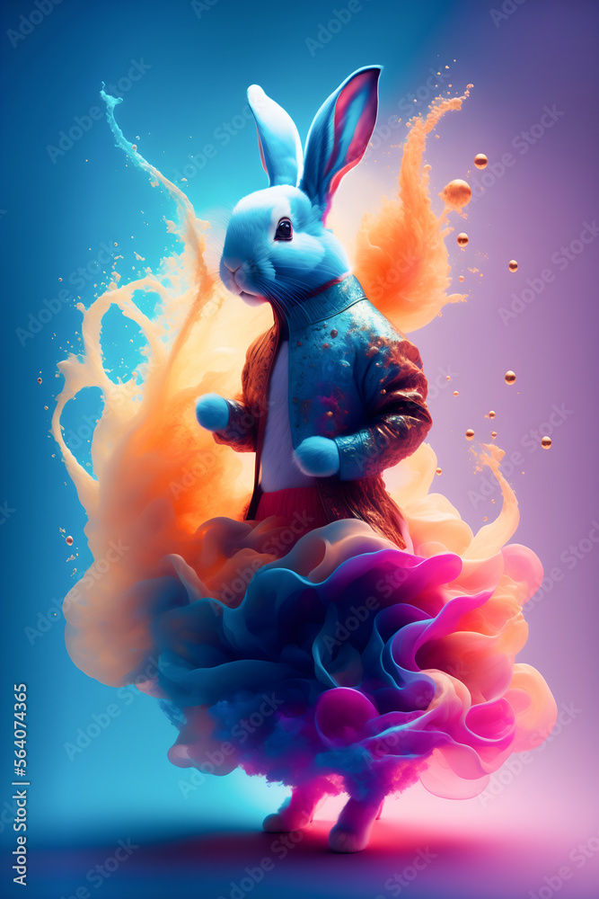 ภาพประกอบสต็อก person as a water rabbit dancing in the new year ...