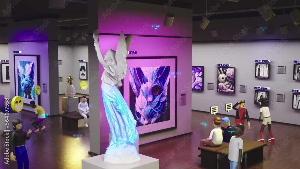 3D avatars with emotions icons talk, walk on futuristic immersive ...