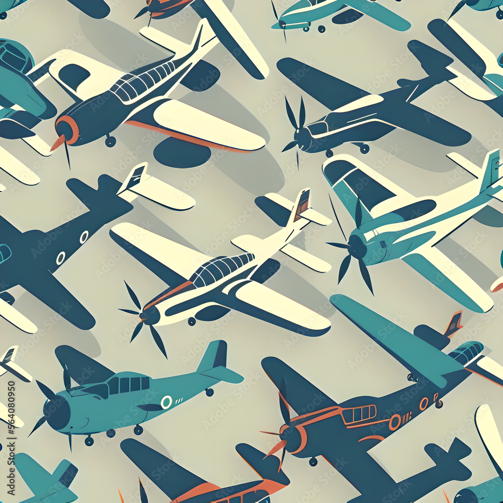 seamless pattern with airplanes Stock Illustration | Adobe Stock
