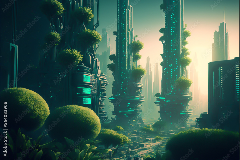 The future of cities is here, utopian vision of a green and futuristic ...