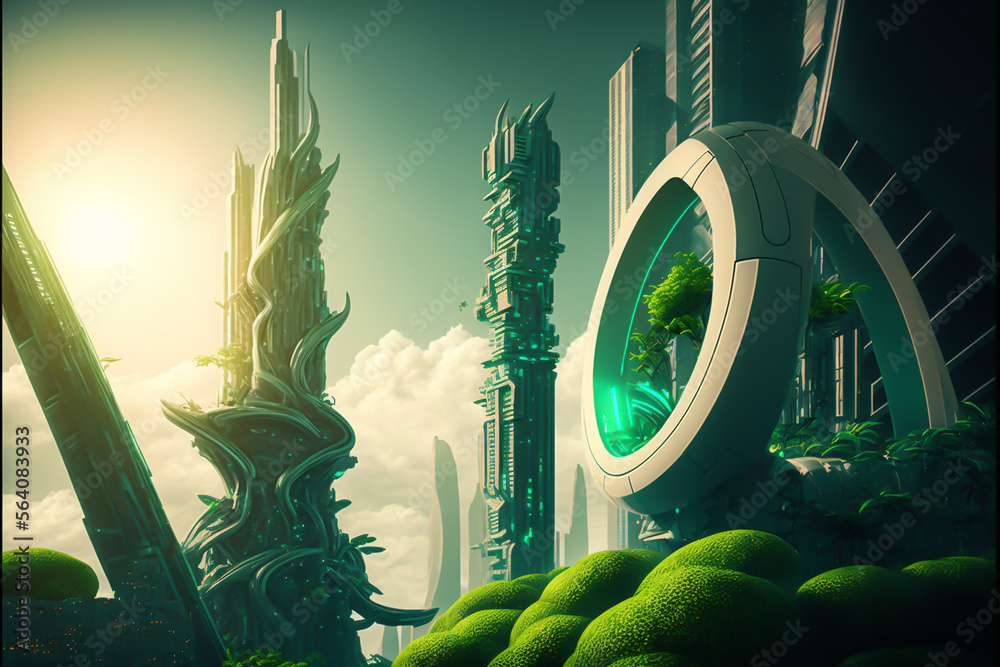 The future of cities is here, utopian vision of a green and futuristic ...