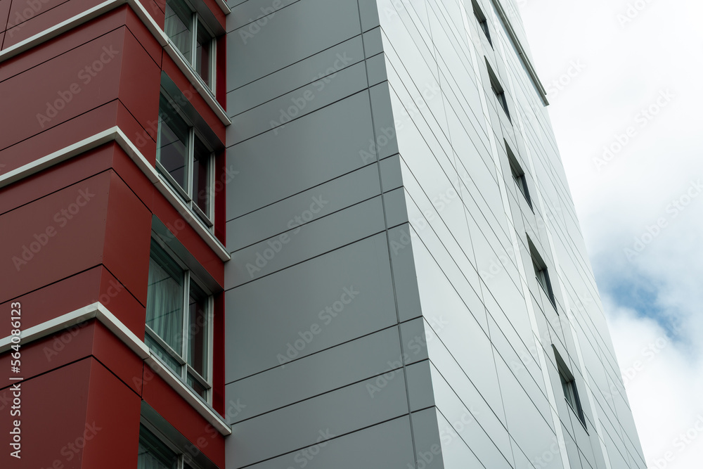 The exterior wall of a contemporary commercial style building with ...