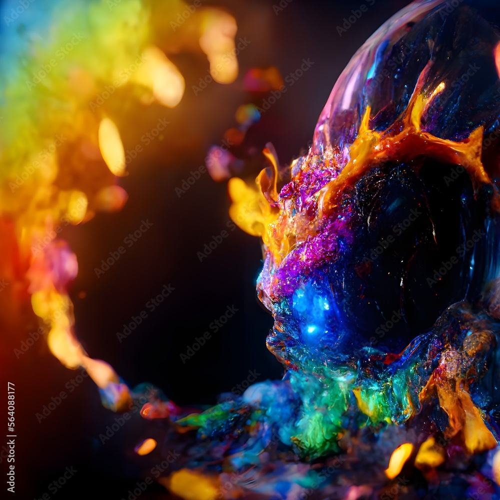 Imagine black opal visage in epic texture colorful explosion on ultra ...