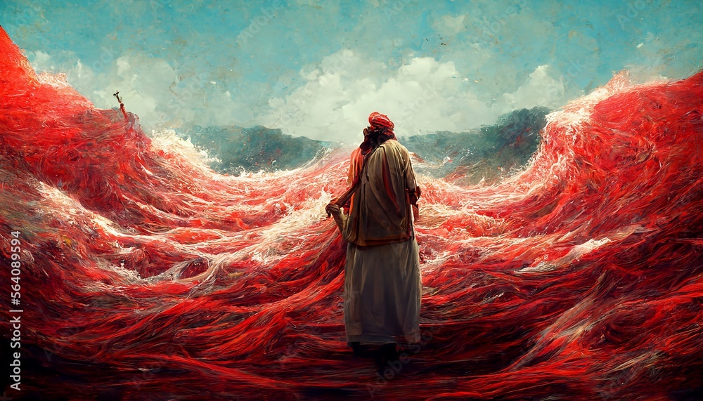 Abstract of Moses Parting the Red Sea, generative AI Stock Illustration ...