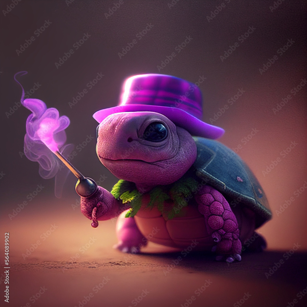 Funny and Cute Turtle Design - An Artwork Depicting a Turtle with a ...