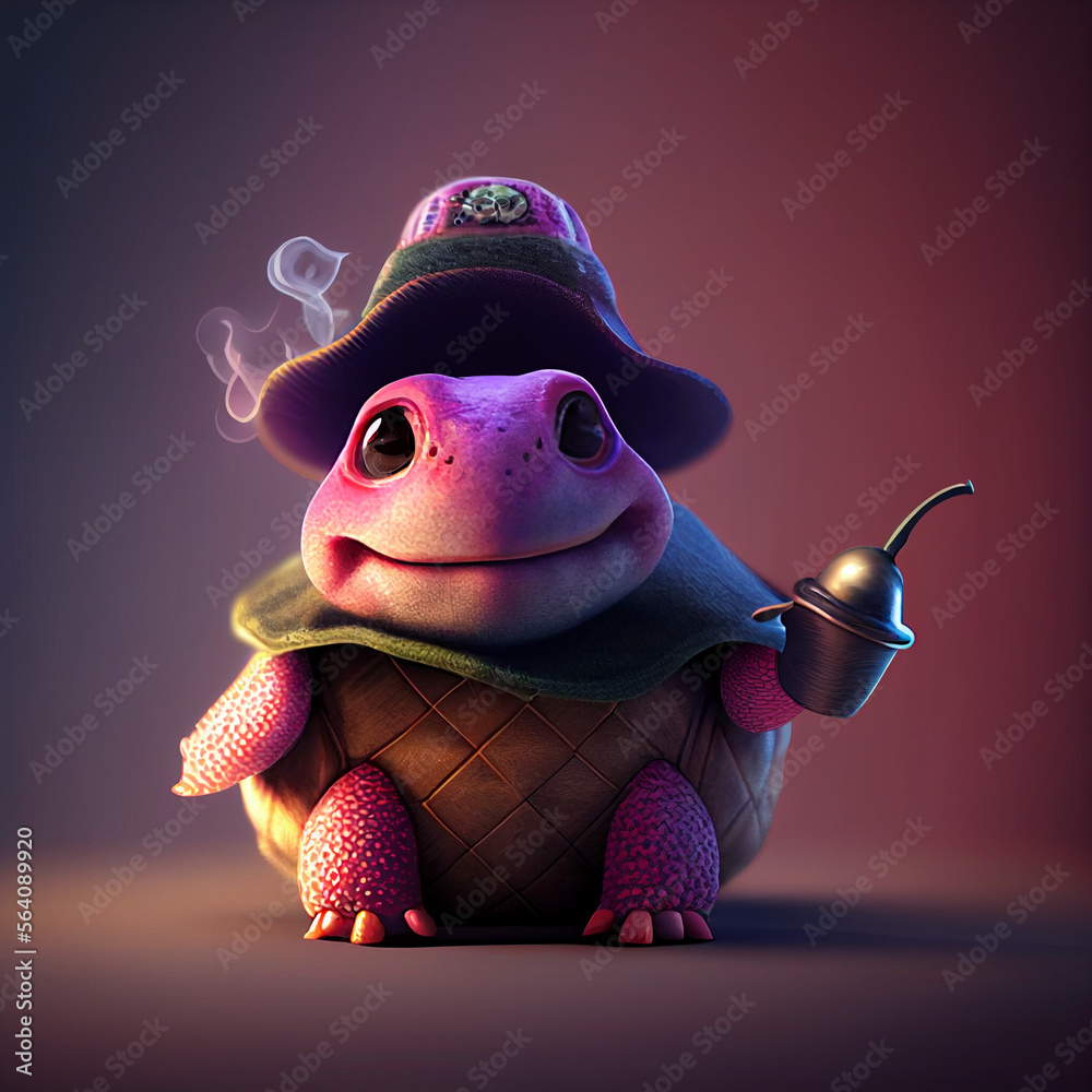 Funny and Cute Turtle Design - An Artwork Depicting a Turtle with a ...