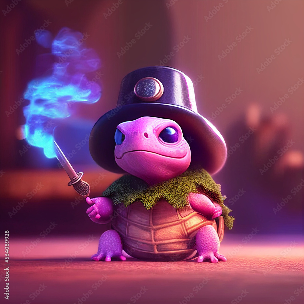 Funny and Cute Turtle Design - An Artwork Depicting a Turtle with a ...