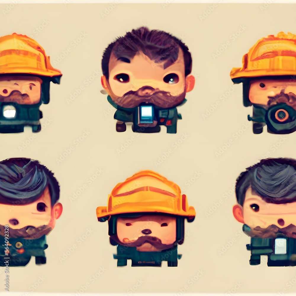 chibi cute funny professions many men working action pixelart pixel art ...
