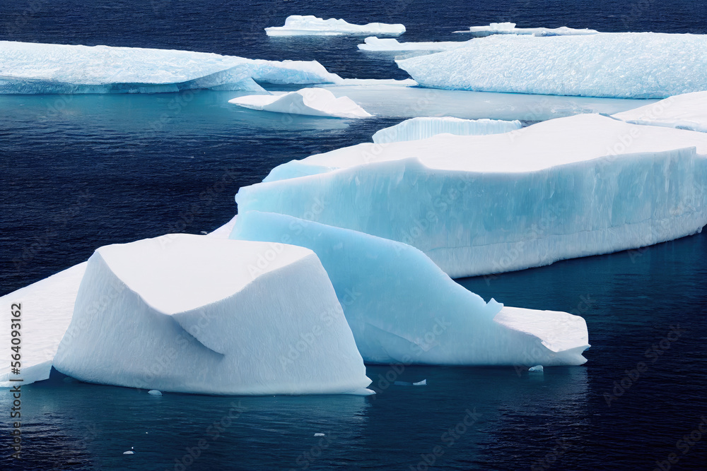 Photo & Art Print blue and white icebergs floating in Antarctica, Metzae
