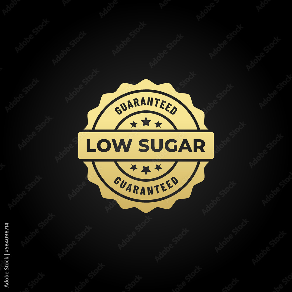 Low sugar label vector or Low sugar logo vector on black background ...