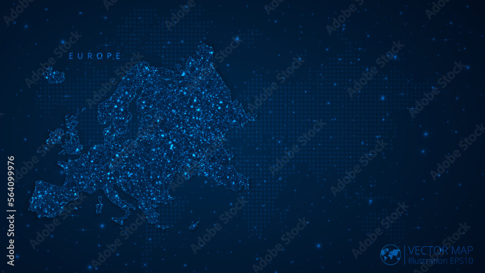 Map of Europe Continent modern design with polygonal shapes on dark ...