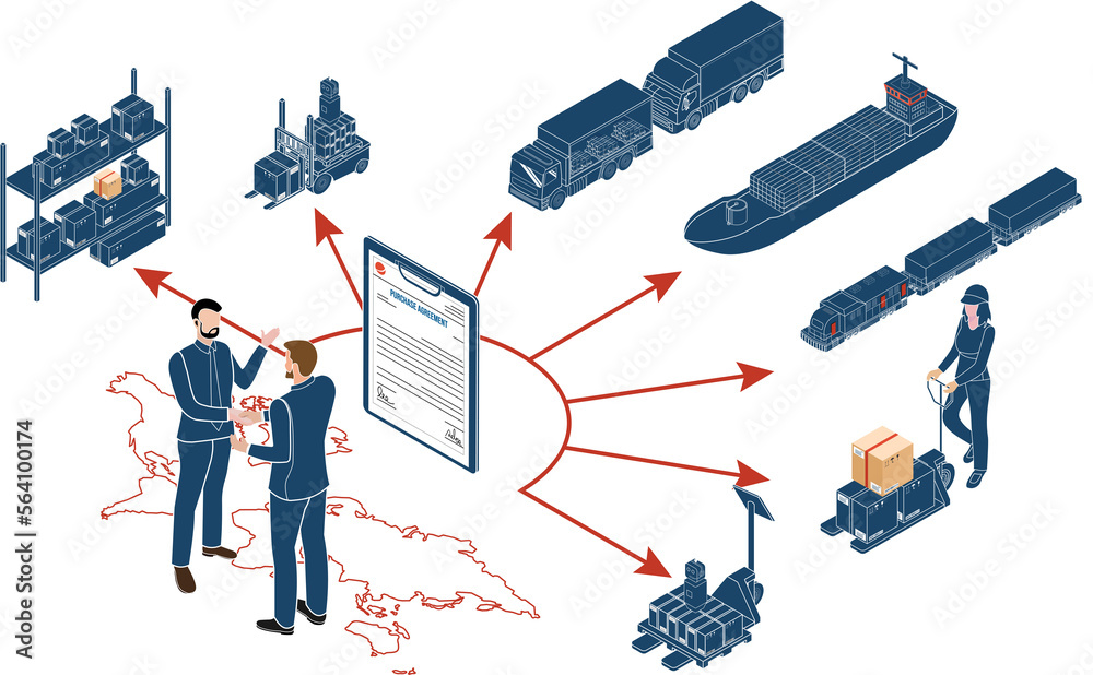 3D isometric Global logistics solutions concept with Smart Logistics ...