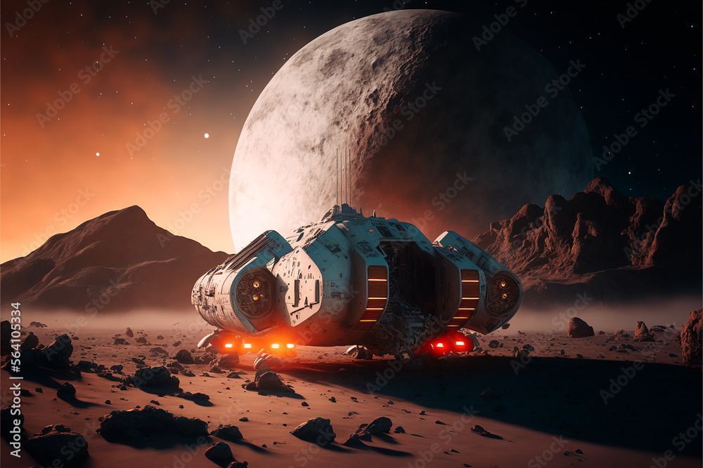 starship moon war scifi background. Generative AI Stock Illustration ...