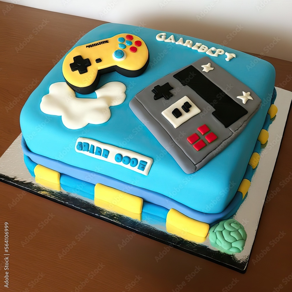 Video Game Console Geek Style Birthday Cake, with full colors ...