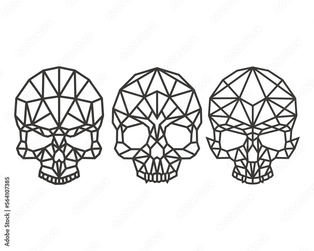 Skull bone line art geometric polygonal logo icon symbol design Stock ...