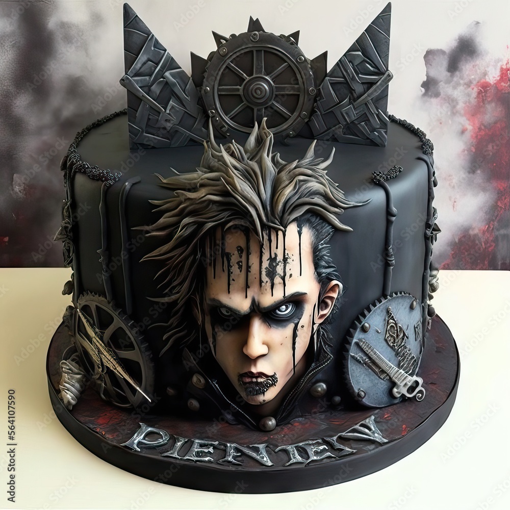 Heavy Metal Dark Monster Birthday Cake Design, with skulls, dark colors ...