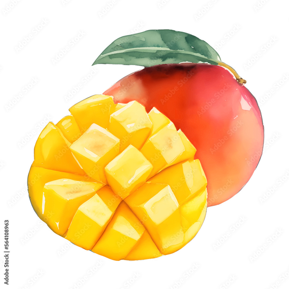 mango digital drawing with watercolor style illustration Stock Vector ...