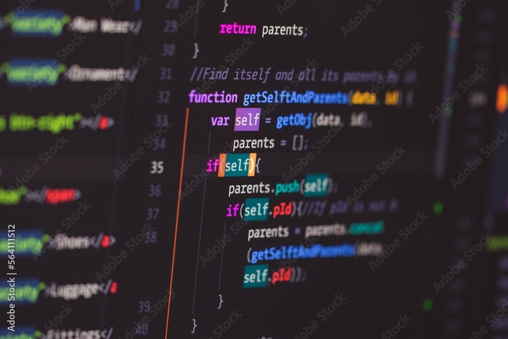 Foto de Developer screen with colored website programming code do Stock | Adobe Stock