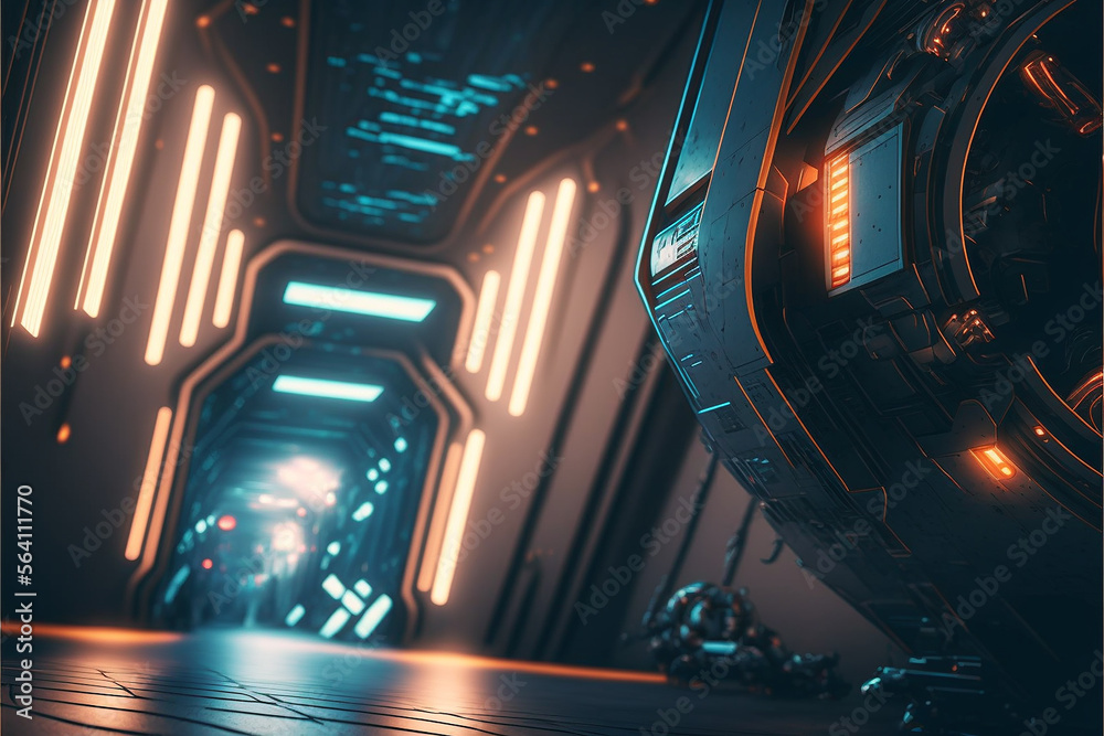 Futuristic sci-fi hyperspace background. Generative AI Stock ...