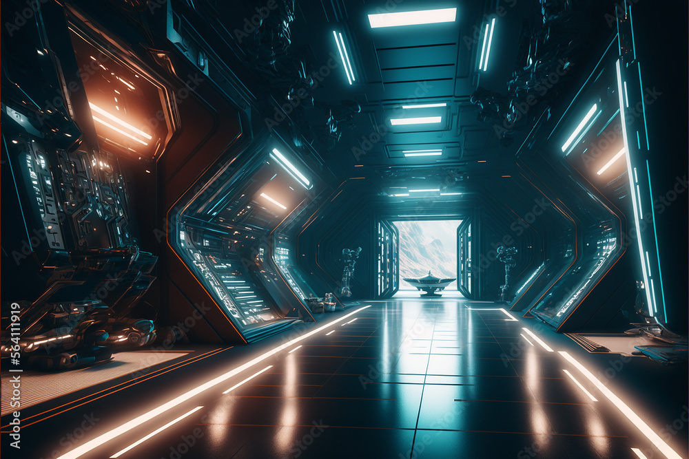 Futuristic sci-fi hyperspace background. Generative AI Stock ...