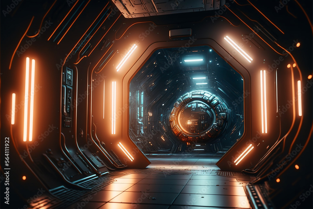 Futuristic sci-fi hyperspace background. Generative AI Stock ...