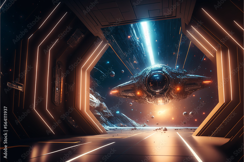 Futuristic sci-fi hyperspace background. Generative AI Stock ...