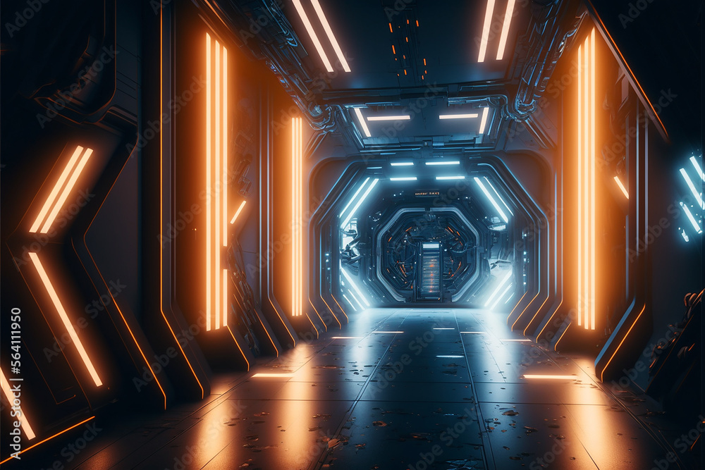 Futuristic sci-fi hyperspace background. Generative AI Stock ...