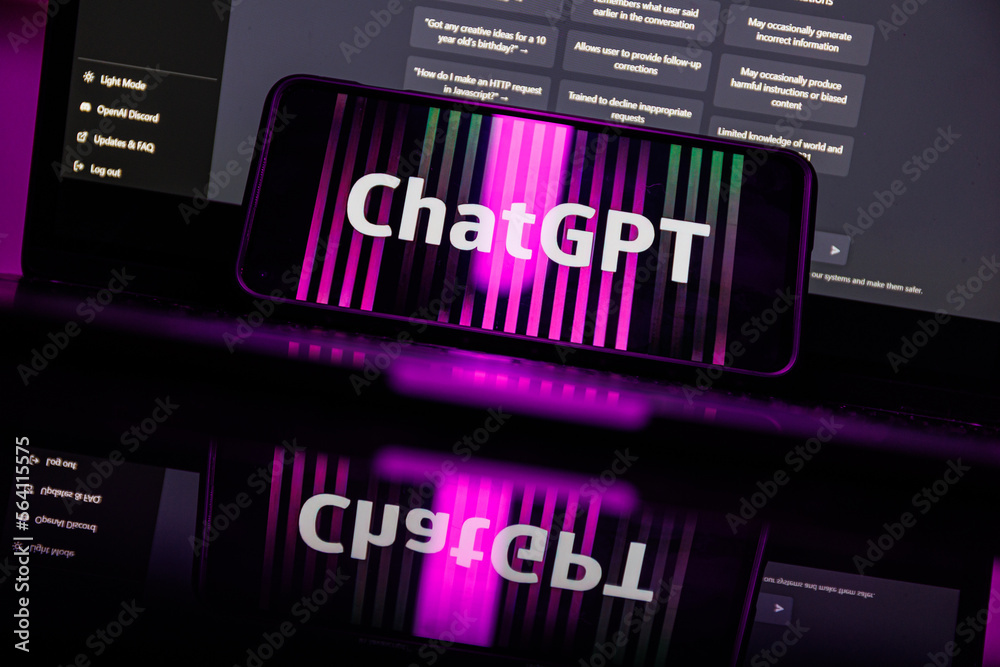 ChatGPT on computer. Chat GPT is artificial intelligence AI chatbot ...