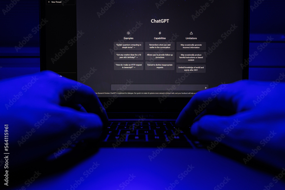 ChatGPT on computer. Chat GPT is artificial intelligence AI chatbot ...
