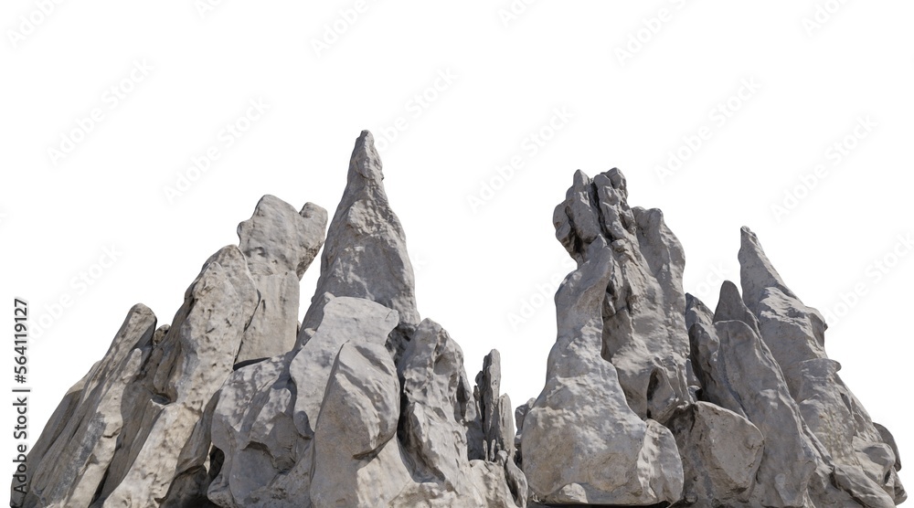 Spiky rocks Isolated on white background 3d illustration Stock ...