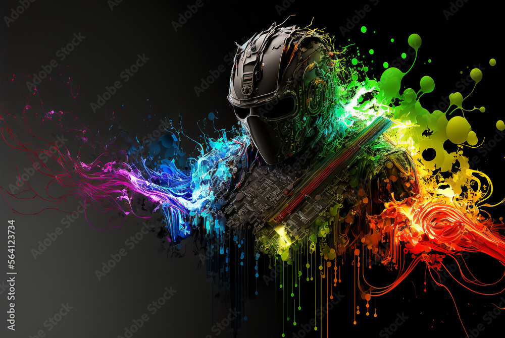 rgb tech robotic desktop backround wallpaper digital art image Stock ...