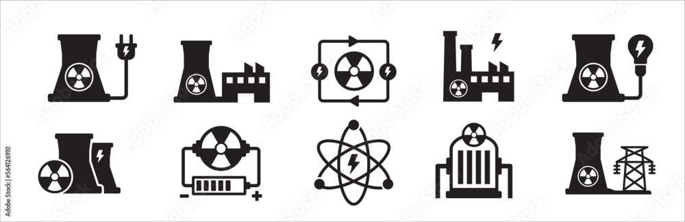 Nuclear power electricity icon set. Power related icons. Green energy ...