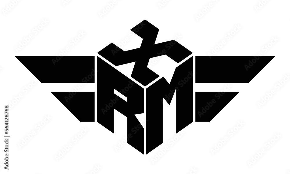 XRM three letter gaming logo in polygon cube shape logo design vector ...