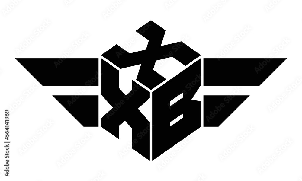 XXB three letter gaming logo in polygon cube shape logo design vector ...