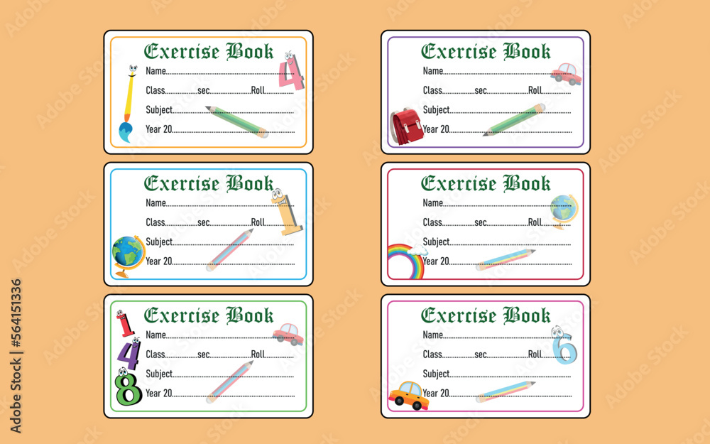 Exercise book labels Template, Back to school labels for exercise books ...