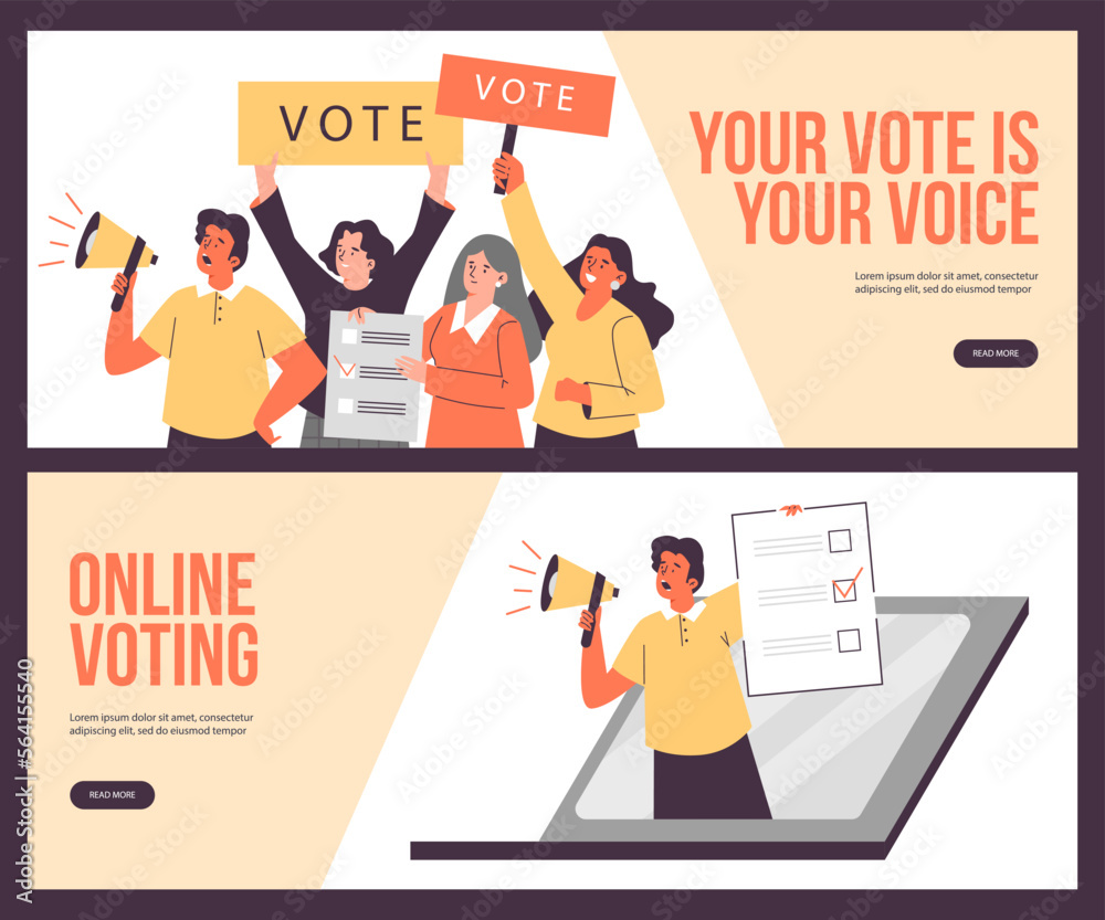 Flyers or banners for voting and election campaign, flat vector ...