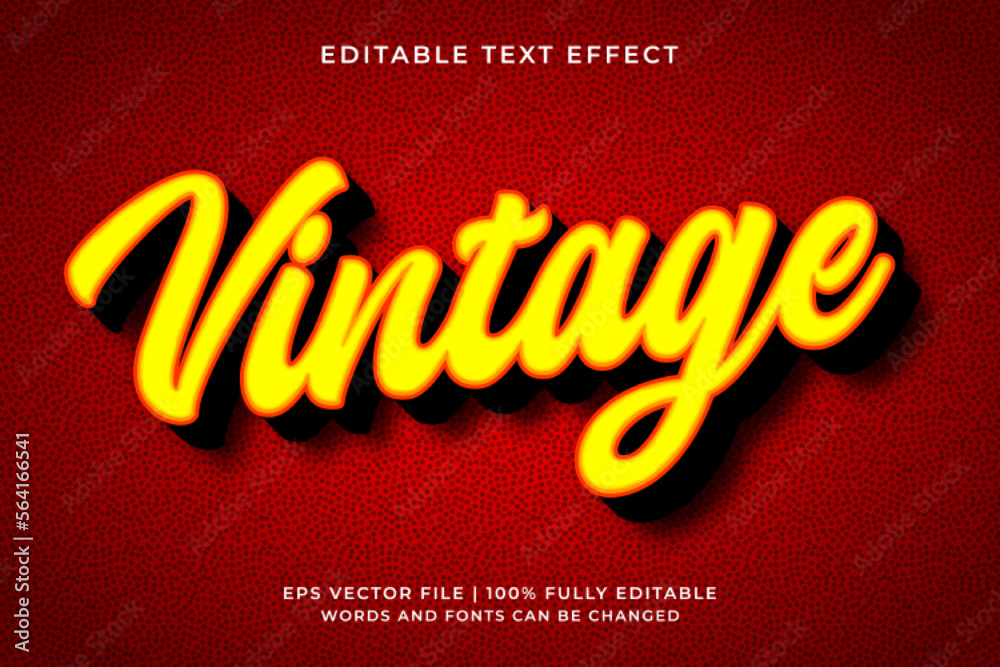 Vintage text effect - 70s vintage and retro text style theme Stock ...