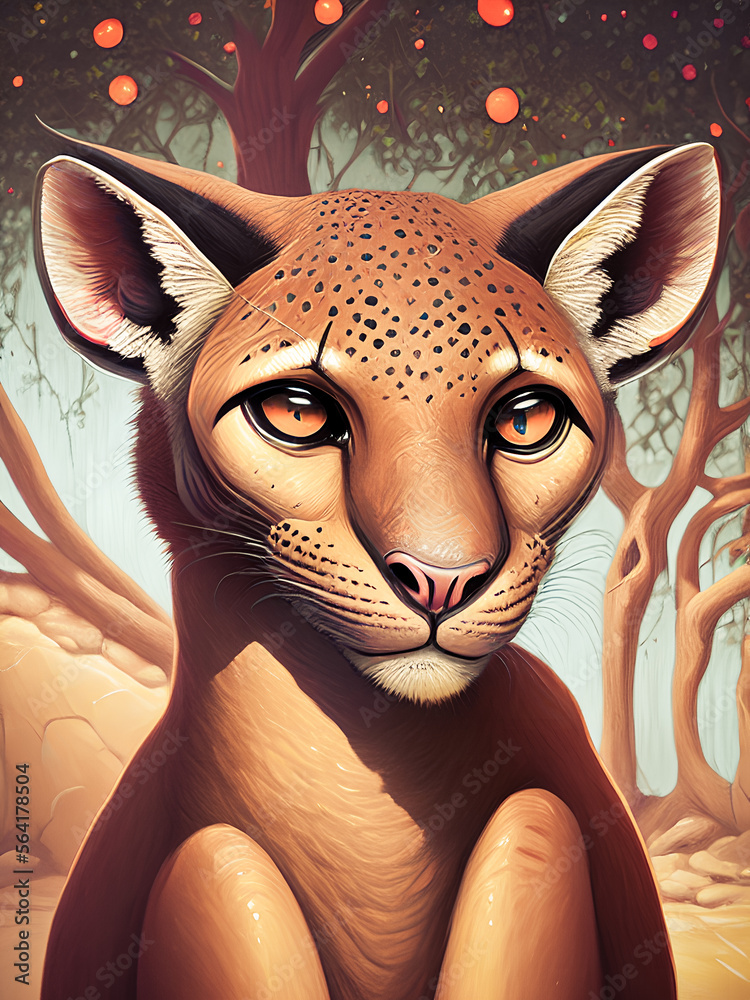 An abstract representation of a Fossa, a large predator animal native ...