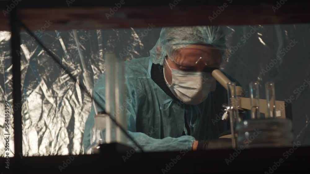 Mobile forensic laboratory. A man of Arab appearance Laboratory ...