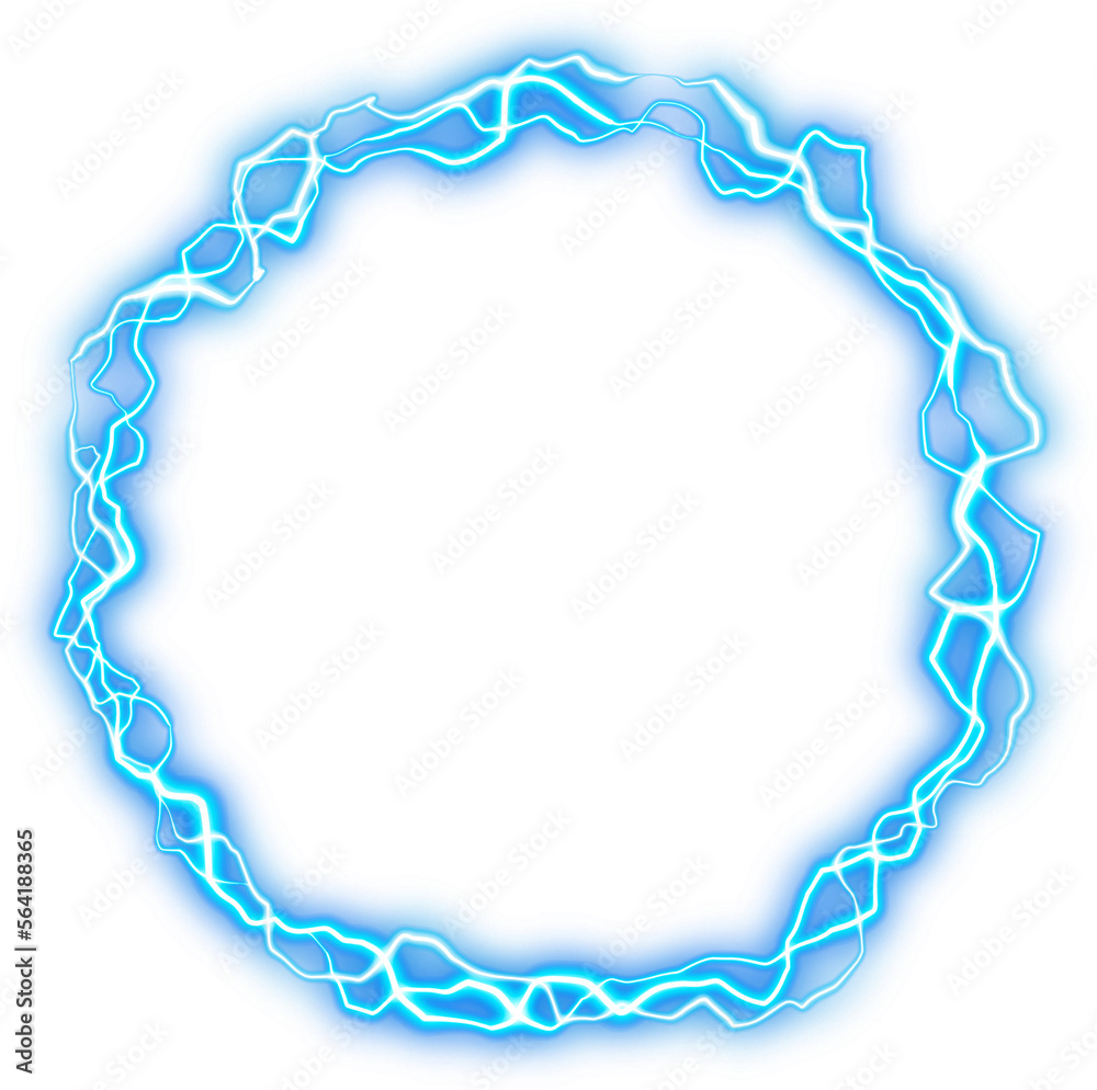 glowing blue lightning electric circle frame Stock Illustration | Adobe ...